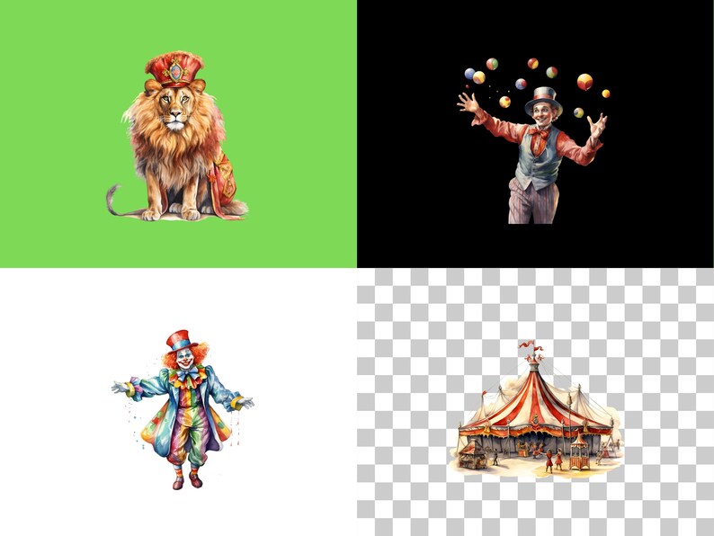 Watercolor Circus Clipart Bundle, Vintage Circus Png Graphics, Circus ...