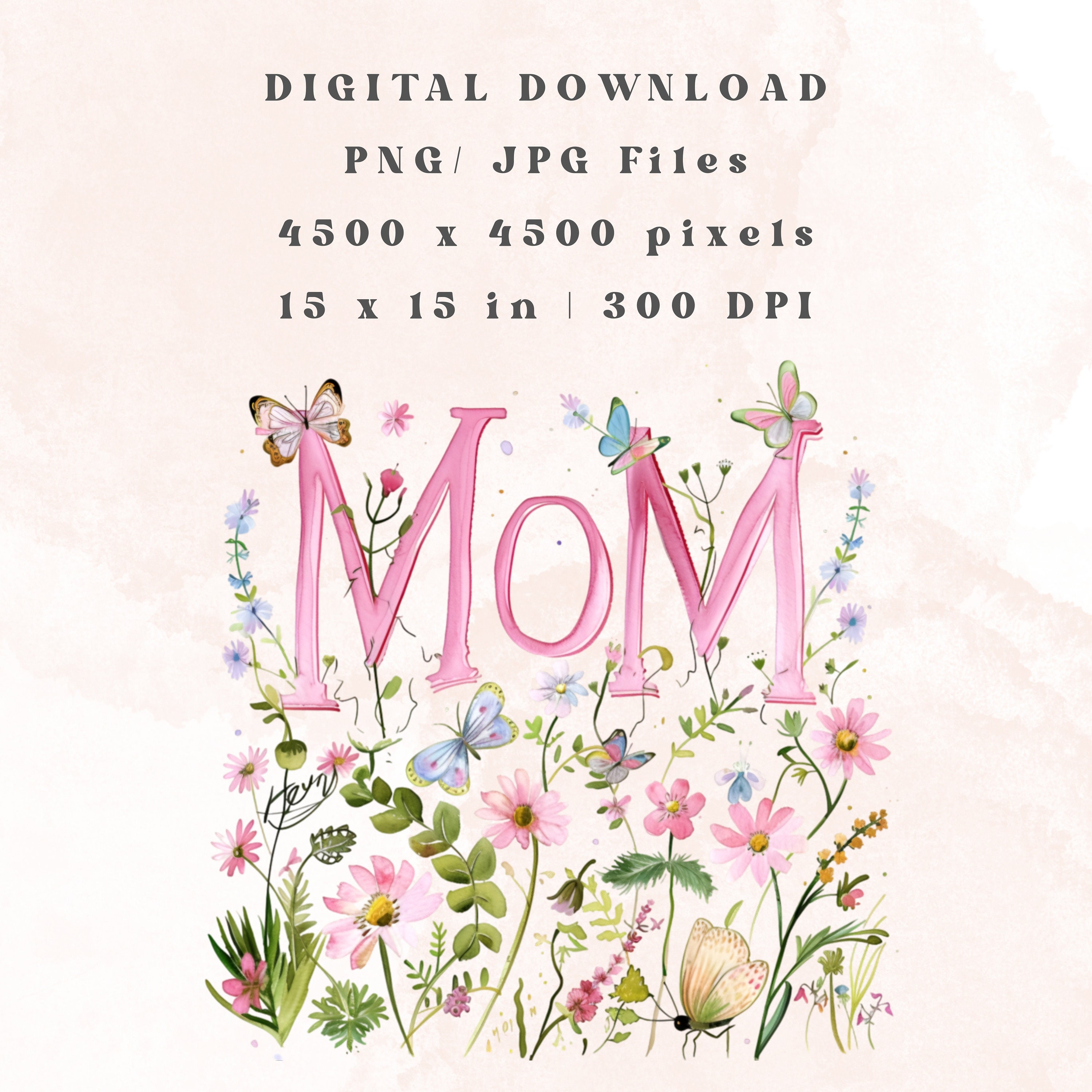 Watercolor Mothers Day Clipart, Floral Mom Clipart Bundle, Happy ...