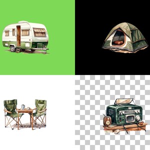 Watercolor Summer Clipart, Camping Clipart, Camp Tent Png, Campfire ...