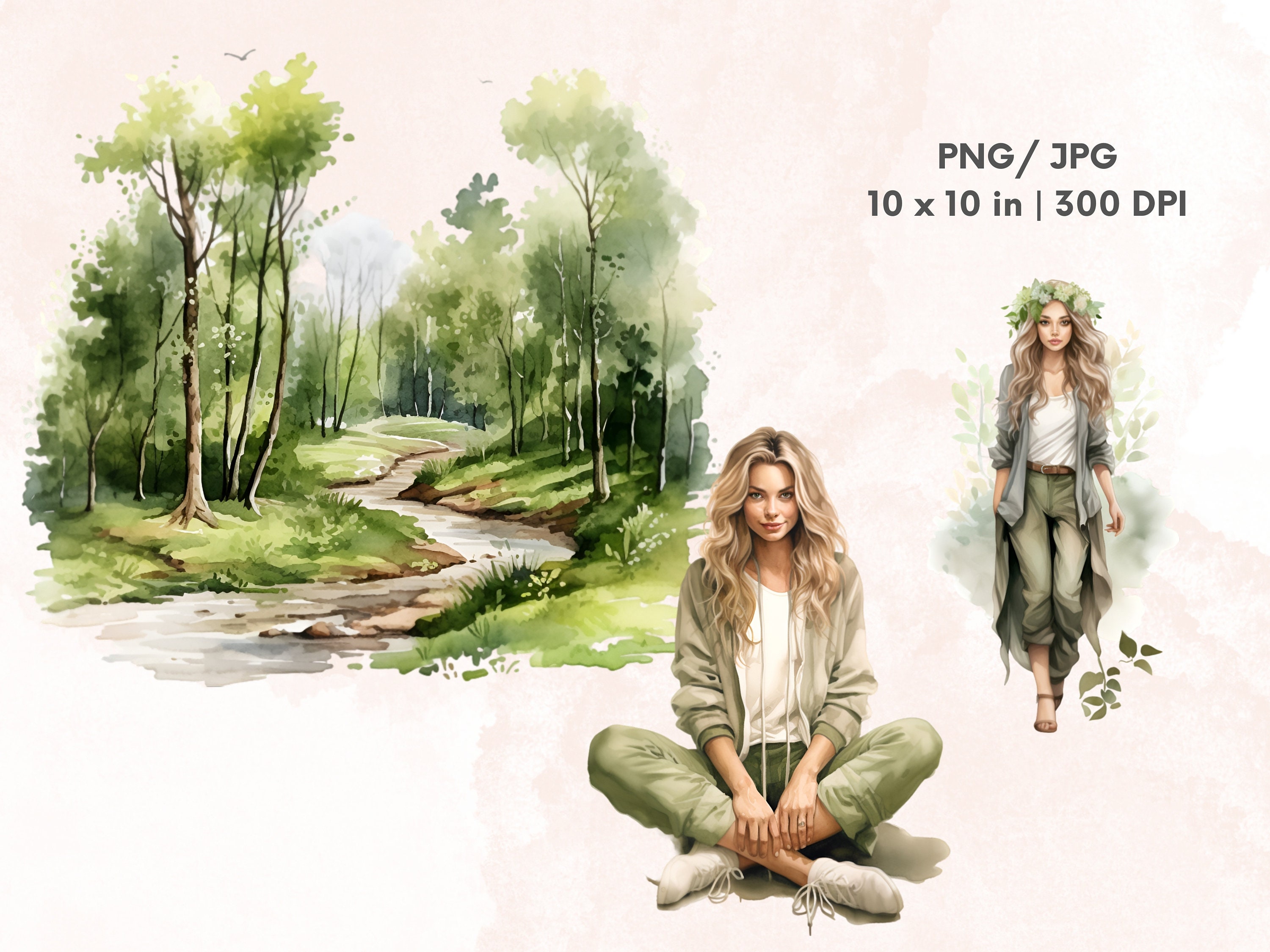 Watercolor Botanic Lover Clipart, Woodland Clipart, Botanical Clipart ...
