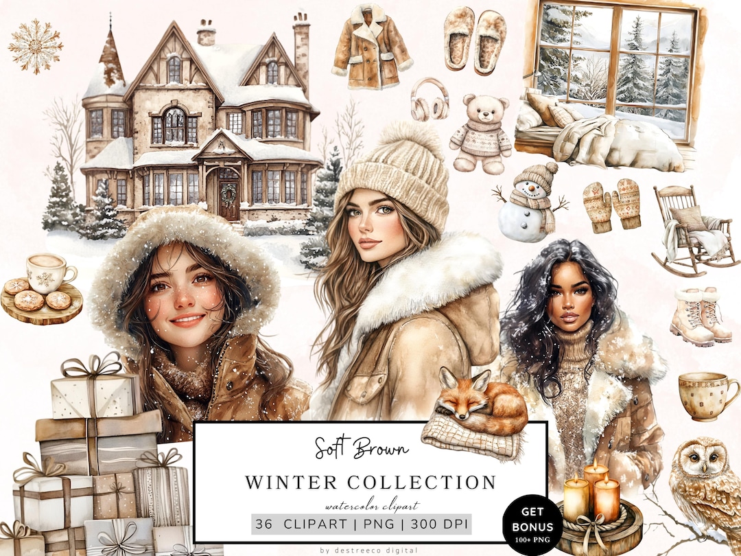 Winter Clipart Bundle, Cozy Winter Clipart, Christmas Graphics, Winter ...