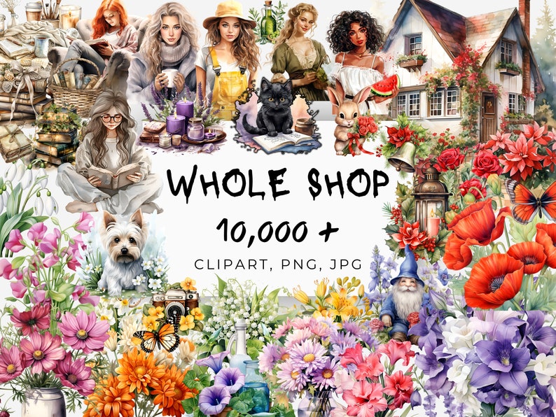 Whole Shop Clipart Mega Bundle, Entire Shop Bundle, Watercolor Graphics ...