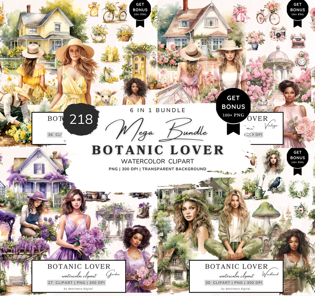 Botanic Lover Clipart Bundle, Spring Clipart, Wildflowers Clipart ...