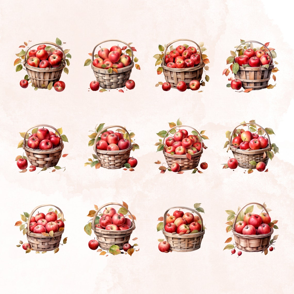 Apples Basket Clipart, Fruits Clipart, Apple Clipart, Red Apple ...