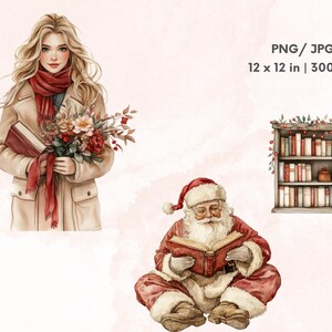Christmas Clipart Bundle, Bookworm Christmas Png, Cozy Winter Christmas ...