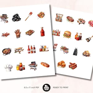 Watercolor Barbecue Clipart Bundle, BBQ Png, Grill Food Clipart, Picnic ...