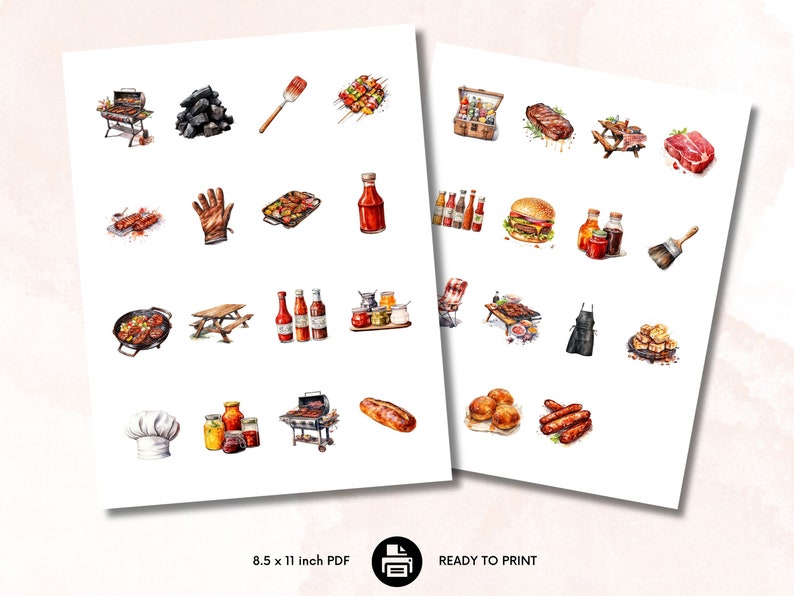 Watercolor Barbecue Clipart Bundle, BBQ Png, Grill Food Clipart, Picnic ...
