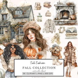 Autumn Clipart Bundle, Fall Graphics Png, Cozy Autumn, Pumpkins Clipart ...