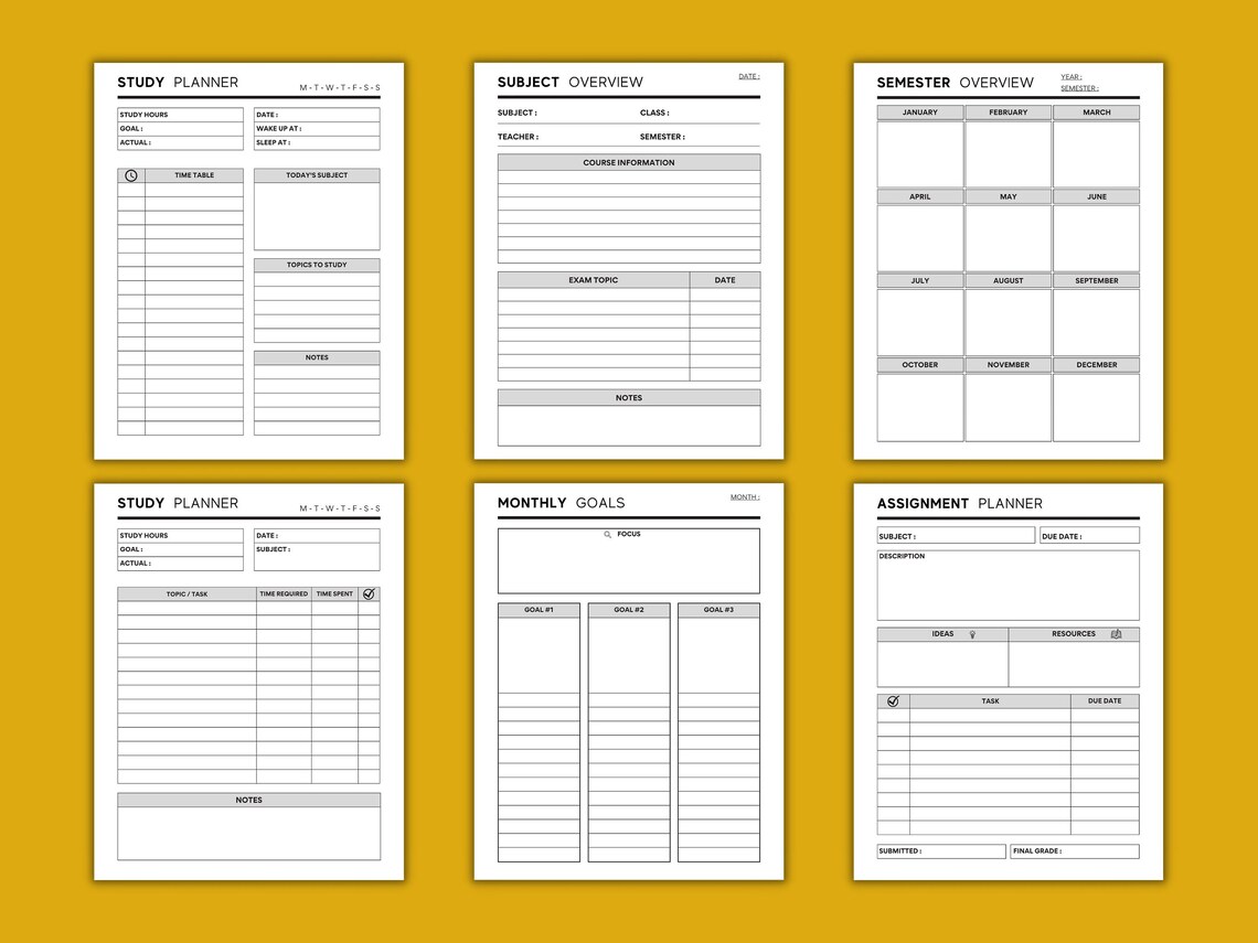 Study Planner Printable Student Planner College School Planner Study ...