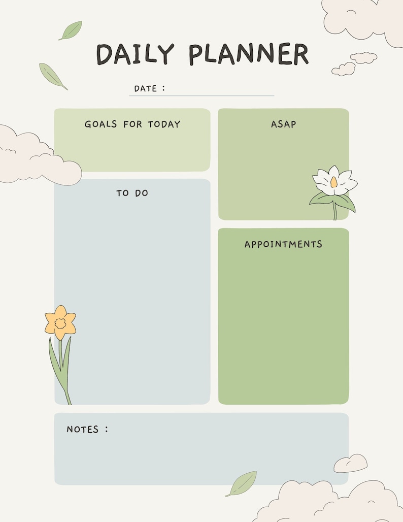 Four Fun and Simple Daily Planner Templates - Etsy