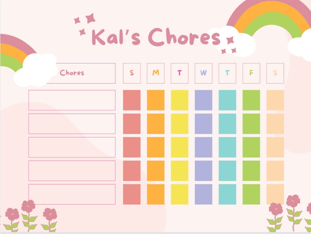 Super Cute Customizable Chore Chart for Kids - Etsy