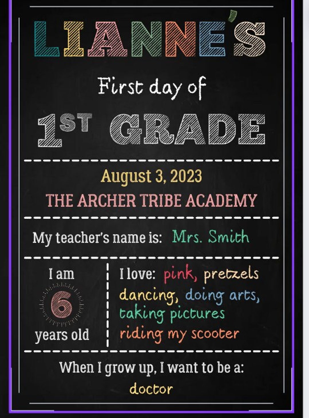 First Day of School Announcement Board - Etsy