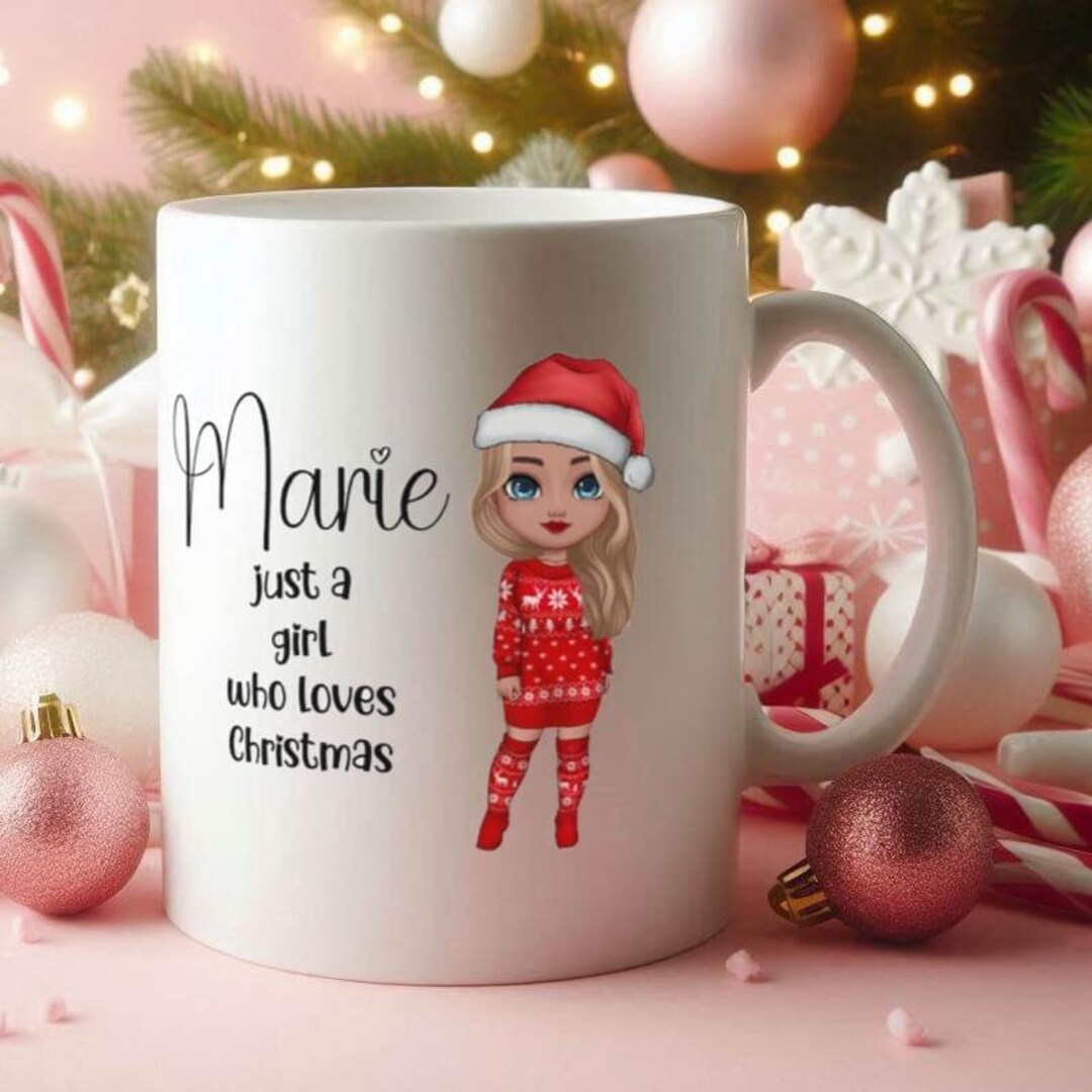 Personalised Chibi Lady Xmas Sweater Jumper Mug Personalized Customised ...