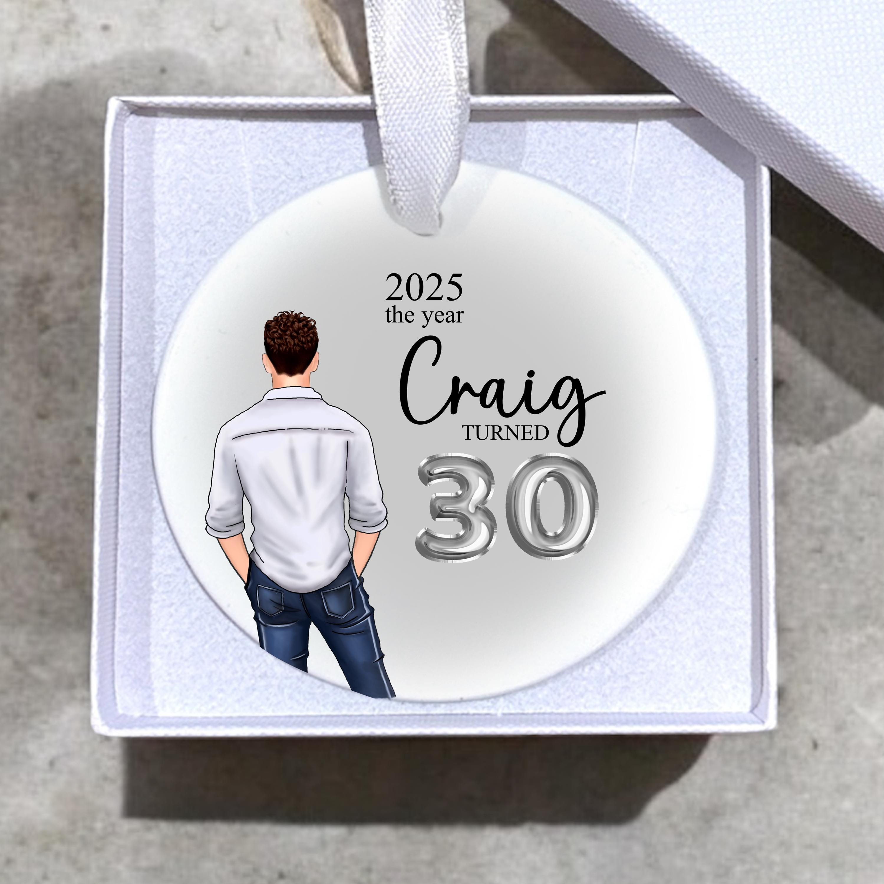 Personalised Male Birthday Tree Bauble/ornament Xmas Personalized ...