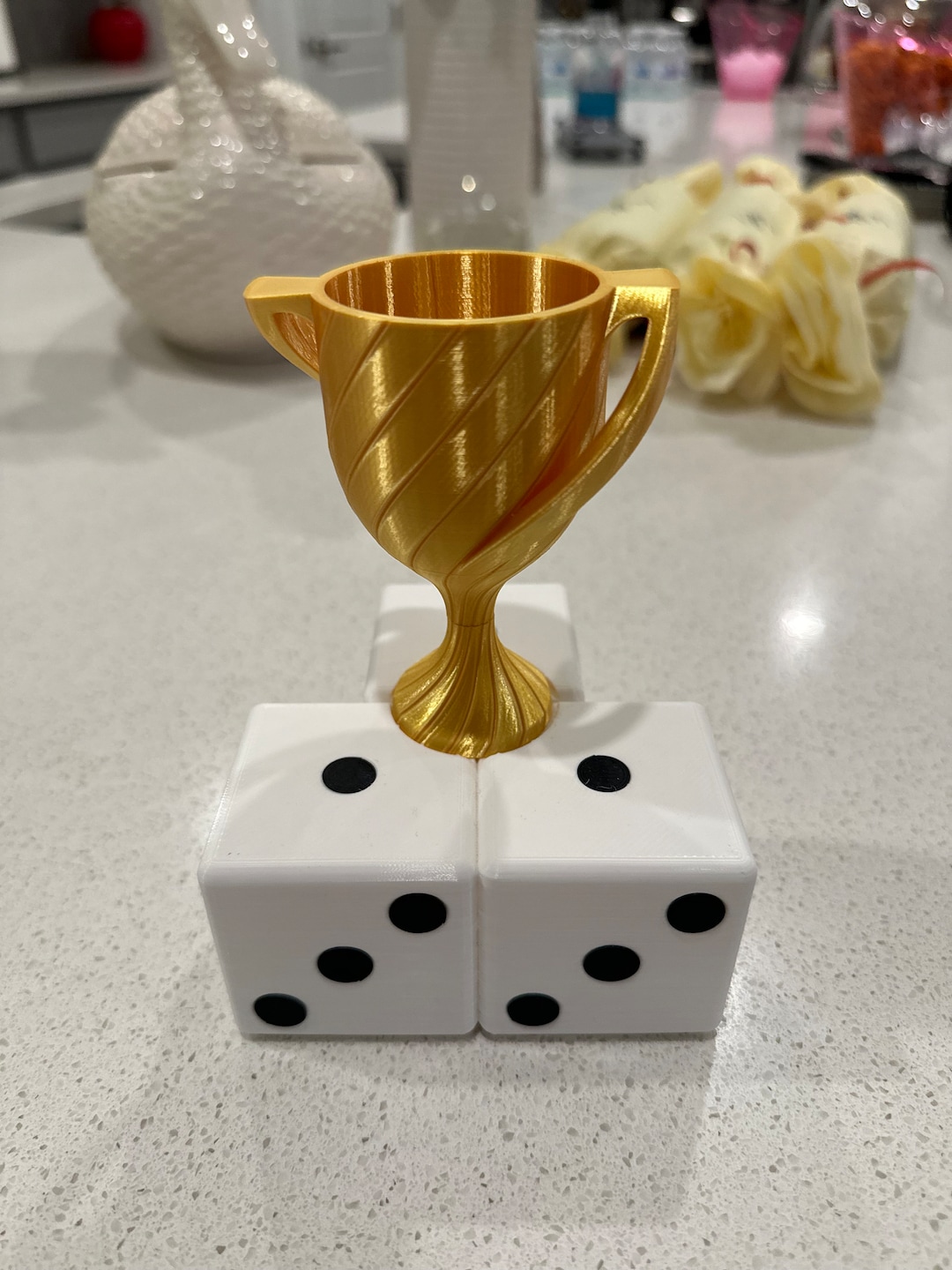 Bunco Trophy: 3D Printed Dice Base, Customizable Colors - Etsy