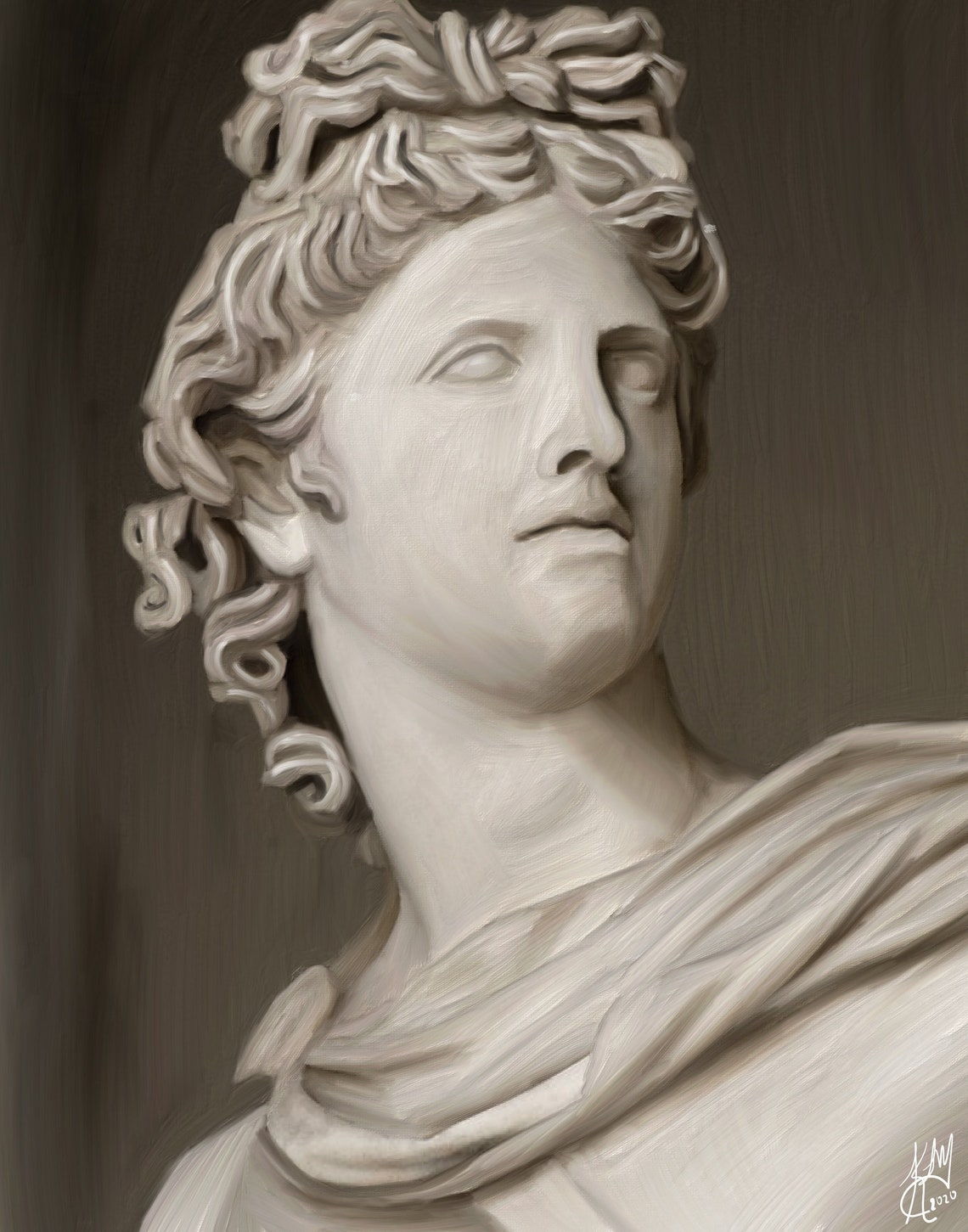 Greek/roman God Apollon / Apollo Digital Oil Painting - Etsy