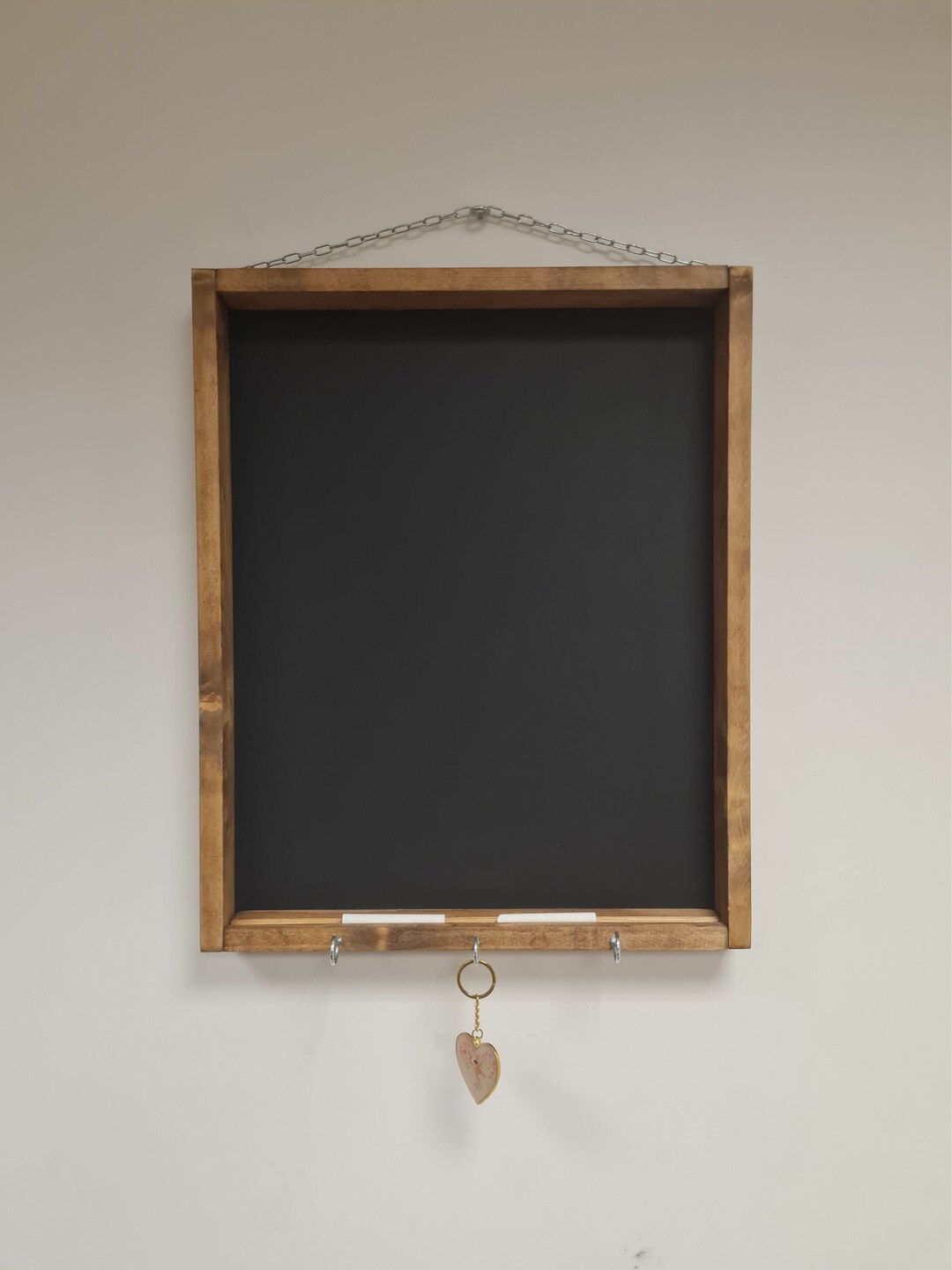 Wall Hanging Wooded Framed Chalkboard Blackboard - Shelf & 2 Hooks - 2 ...