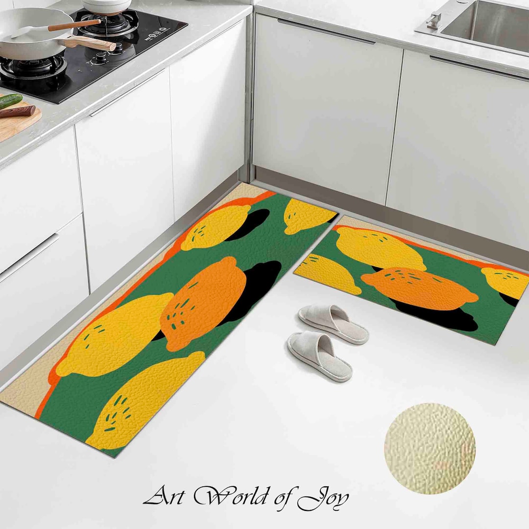 A Bunch of Lemons Kitchen Runner Rug, Non-slip Anti Fatigue Standing ...