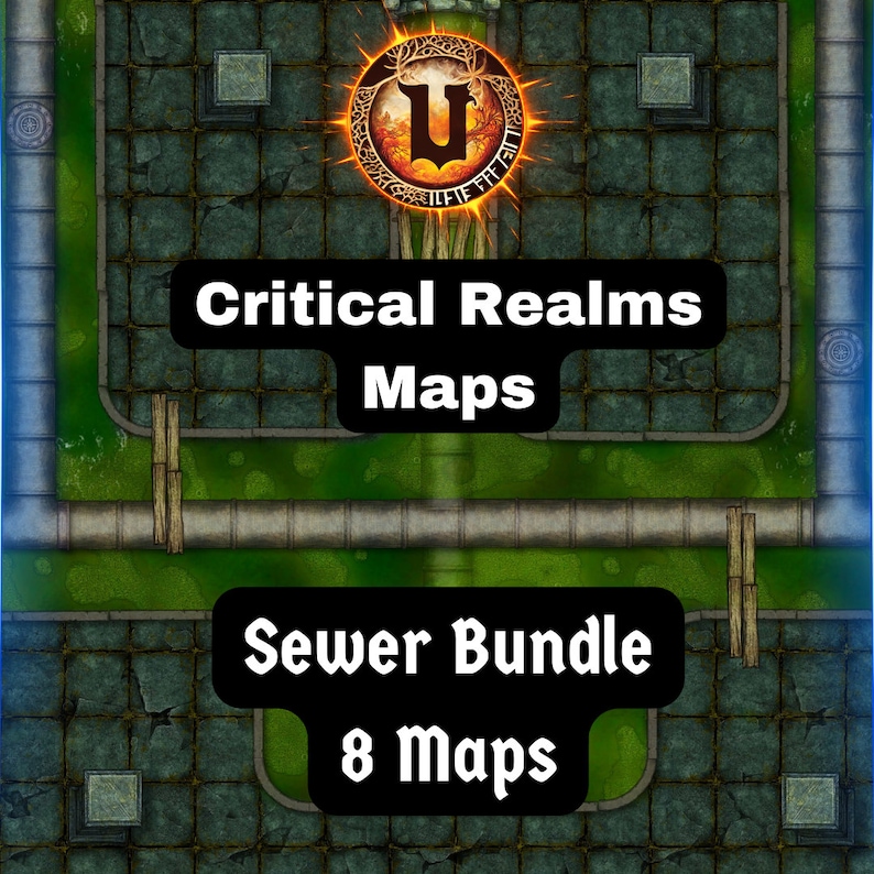 Sewer Map Pack (8 Pack) Dnd Battle Map, D&D, Battlemap, Dungeons and Dragons, 5e, Roll20 ...