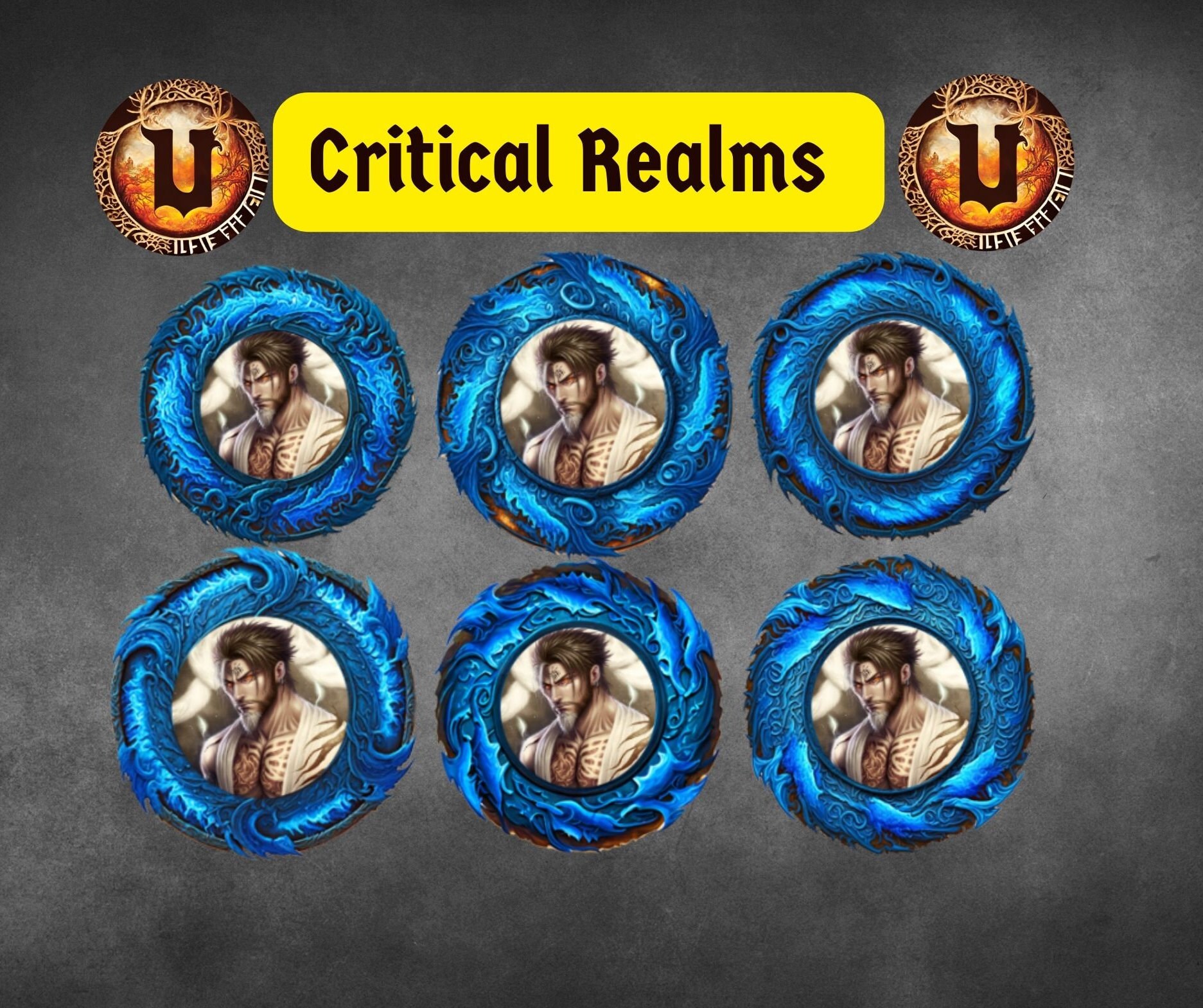 Blue Fire Monk Dnd Token Border Pack DND Token Frame/digital Token ...