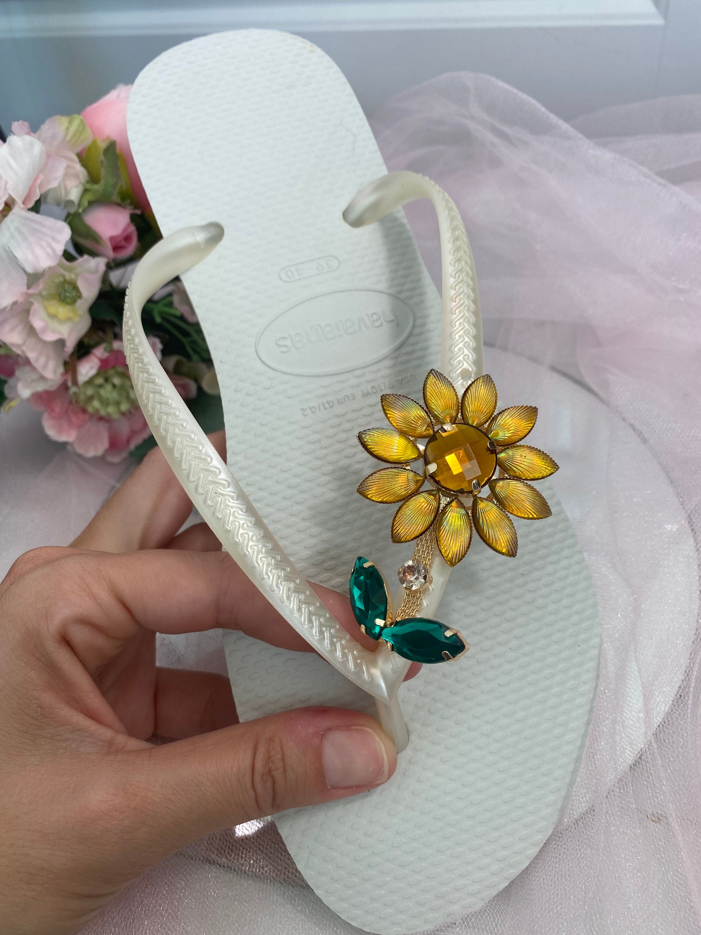 Sunflower Decoration for Flip Flops, Diy Flip Flops, Chain for Flip ...