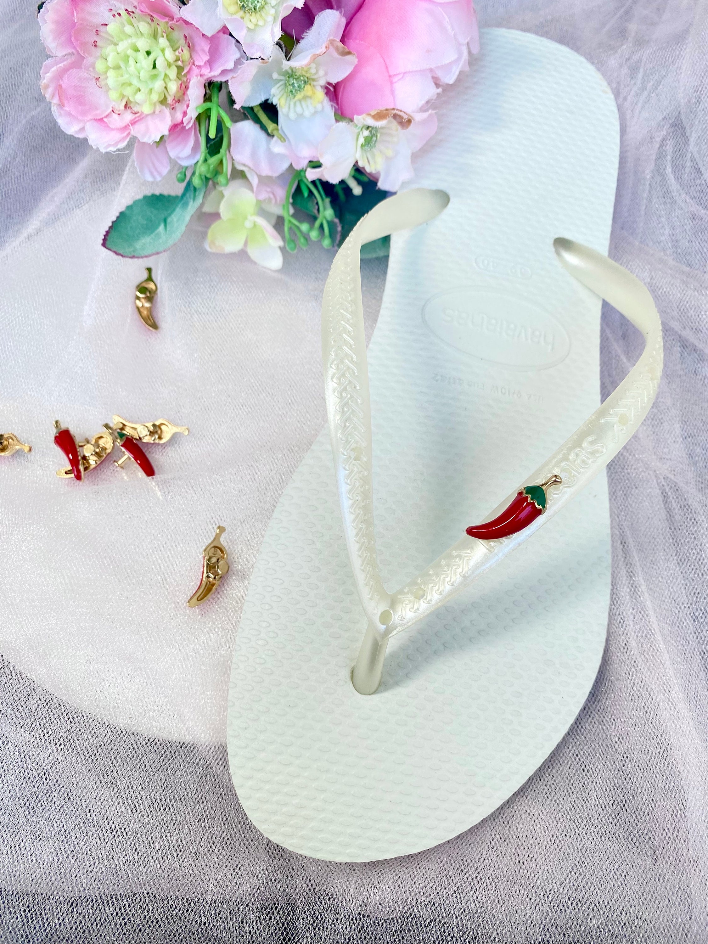 Red Pepper Flip Flop Piercing, Decoration for Flip Flops, Diy Flip ...