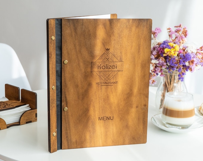 Wood Restaurant Menu, Wooden Menu Cover, Personalized Restaurant Menu ...
