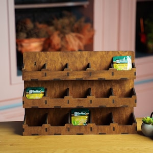 Wooden Tea Bag Organizer, Tea Organizer Shelf, Wood Tea Holder, Tea Bag ...