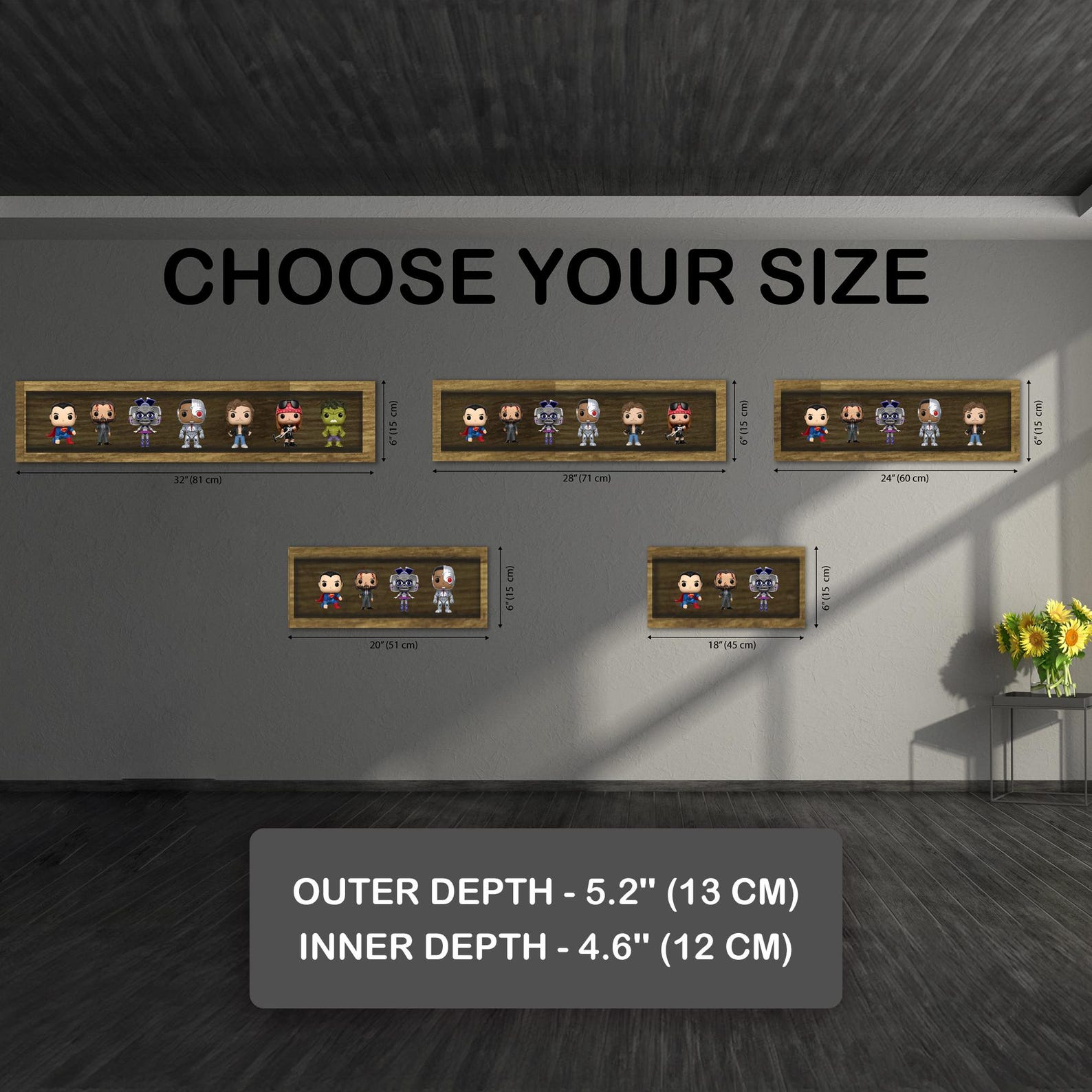 LED Display Shelf, Shelf With LED, Wood Shelf for Wall, Rustic Shelf ...