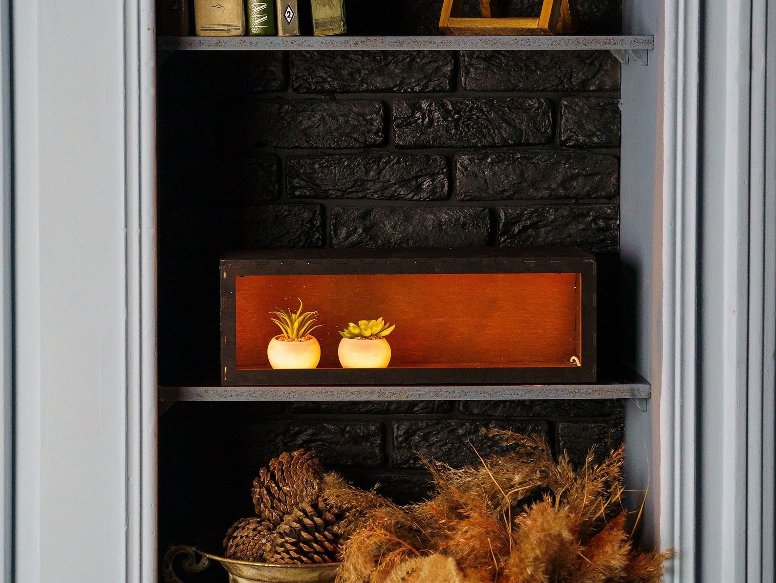 LED Display Shelf, Shelf With LED, Wood Shelf for Wall, Rustic Shelf ...