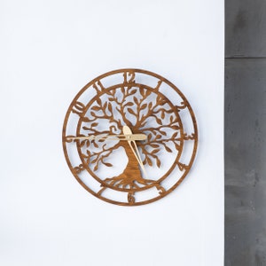 Modern Large Silent Clock, Tree Clock, Farmhouse Clocks for Wall, Tree ...