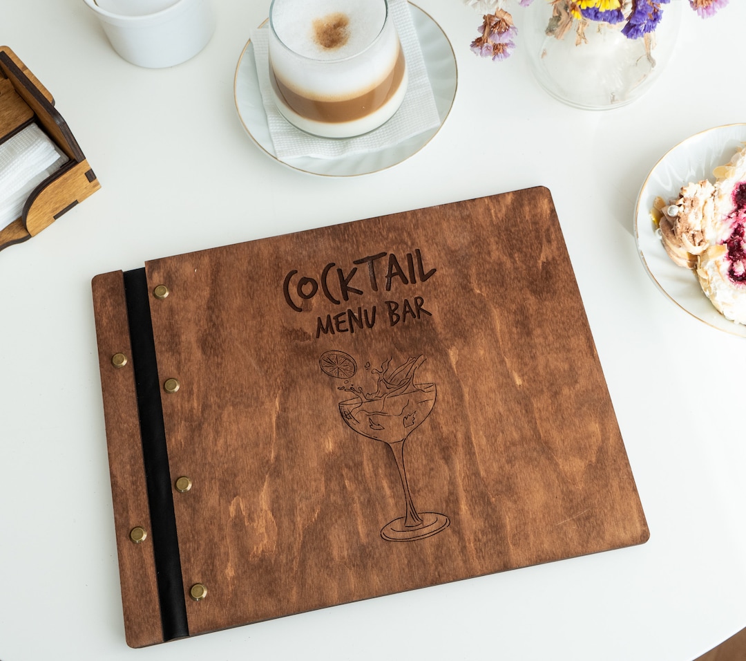 Personalized Menu Folder, Wooden Menu Folder, Drink Menu Cover, Drink ...