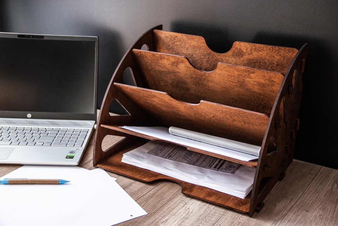 Office Desk Organizer Wooden Desk Organizer Document Holder - Etsy