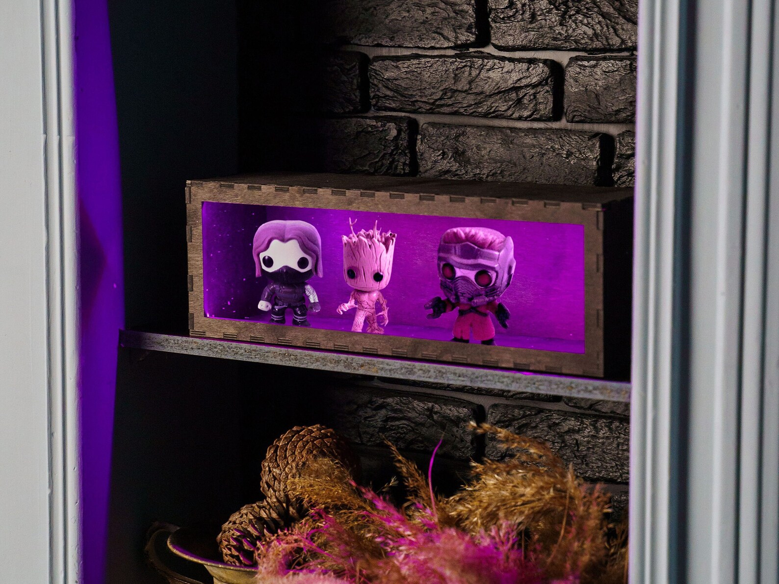LED Display Shelf, Shelf With LED, Wood Shelf for Wall, Rustic Shelf ...