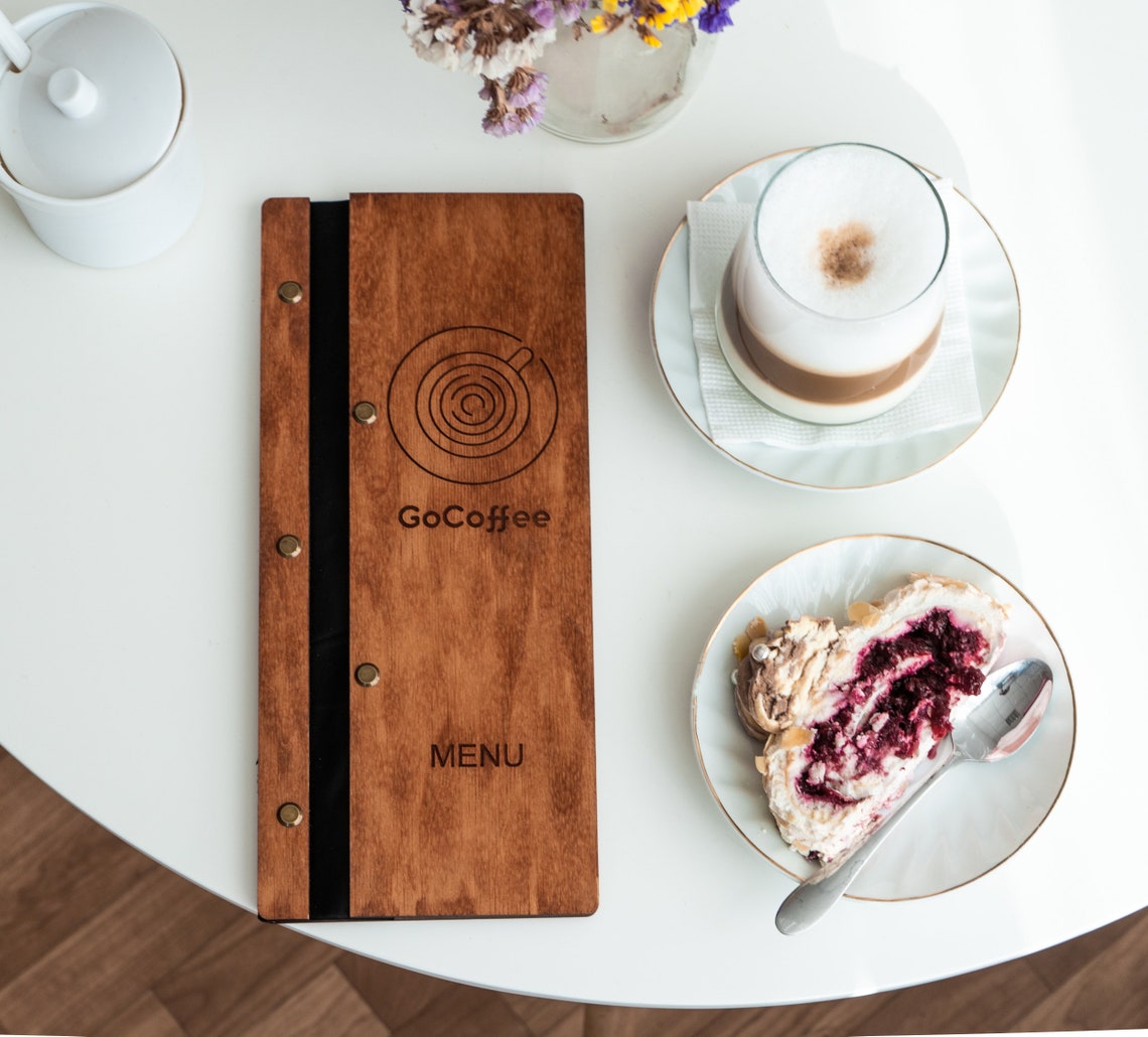 Coffee Bar Menu Folder, Coffee Menu Cover, Wooden Menu Folder ...