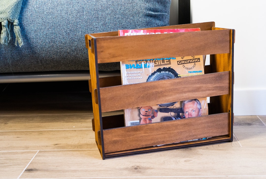 Wood Magazine Rack Floor, Wooden Magazine Holder, Magazine Holder Floor ...