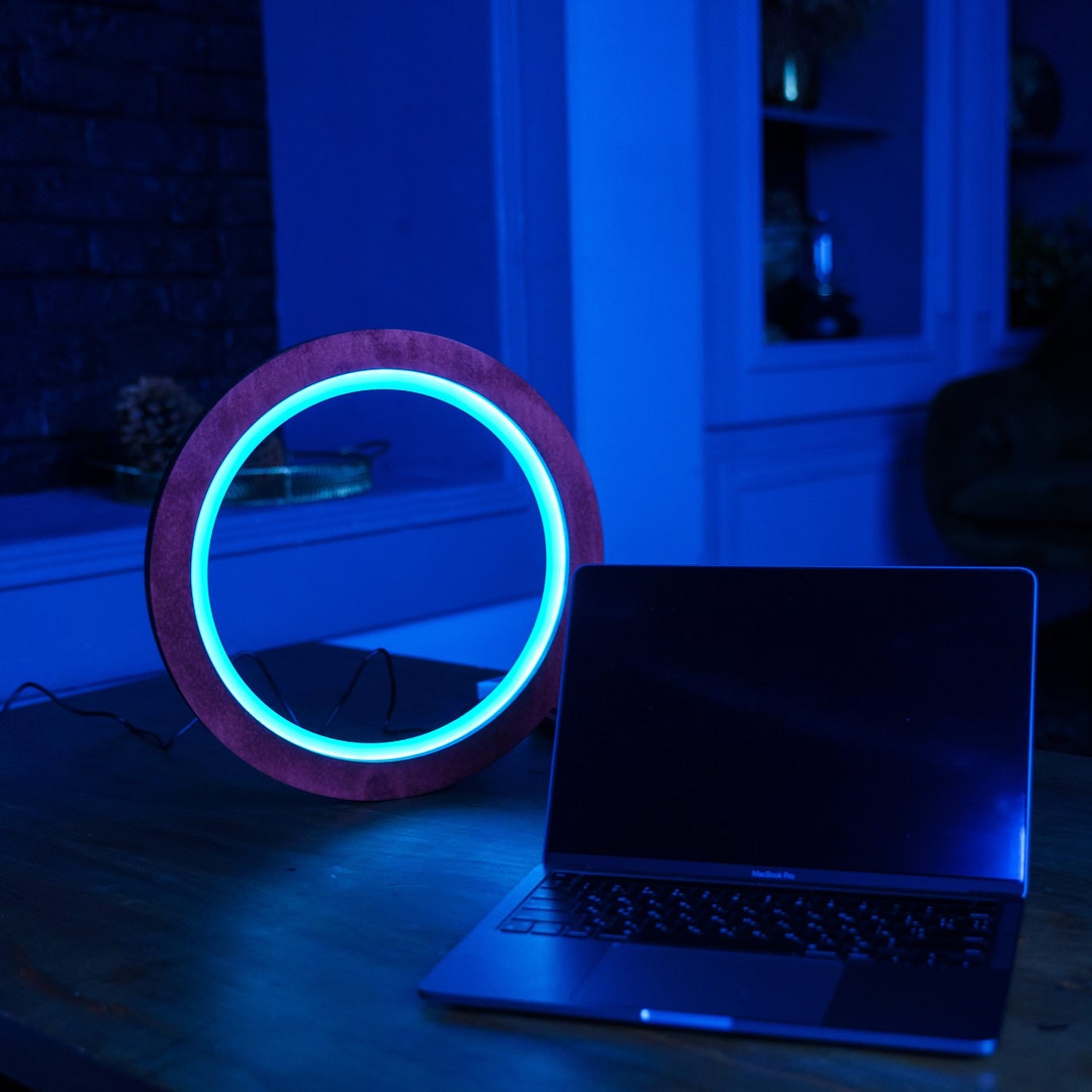Circular Table Lamp, Led Touch Table Lamp, Round Table Lamp, Minimalist ...