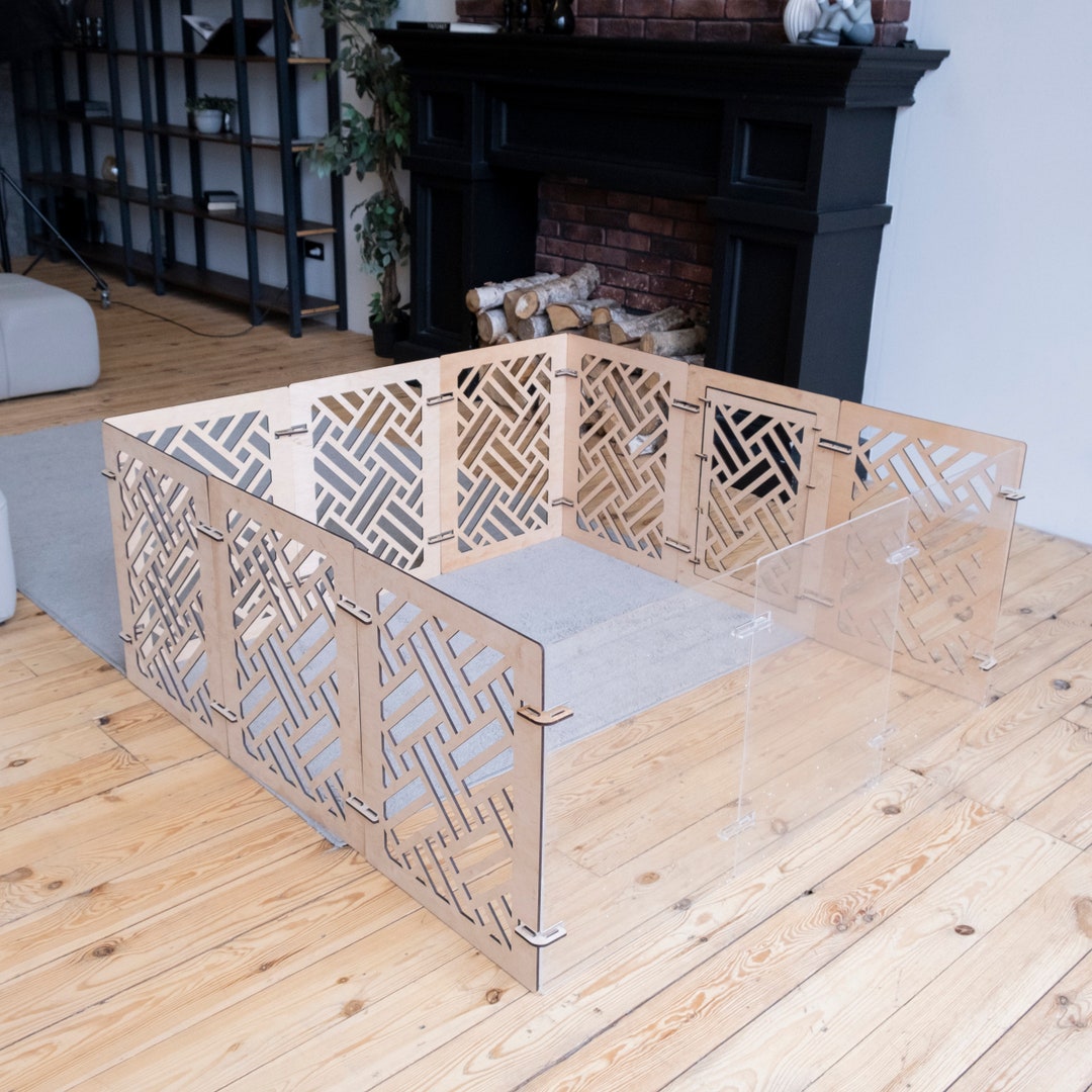 Acrylic Dog Playpen, Wooden Dog Crate Furniture, Large Dog Crate, Dog ...