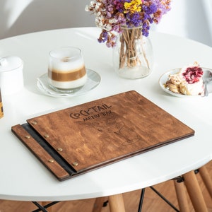 Personalized Menu Folder, Wooden Menu Folder, Drink Menu Cover, Drink ...