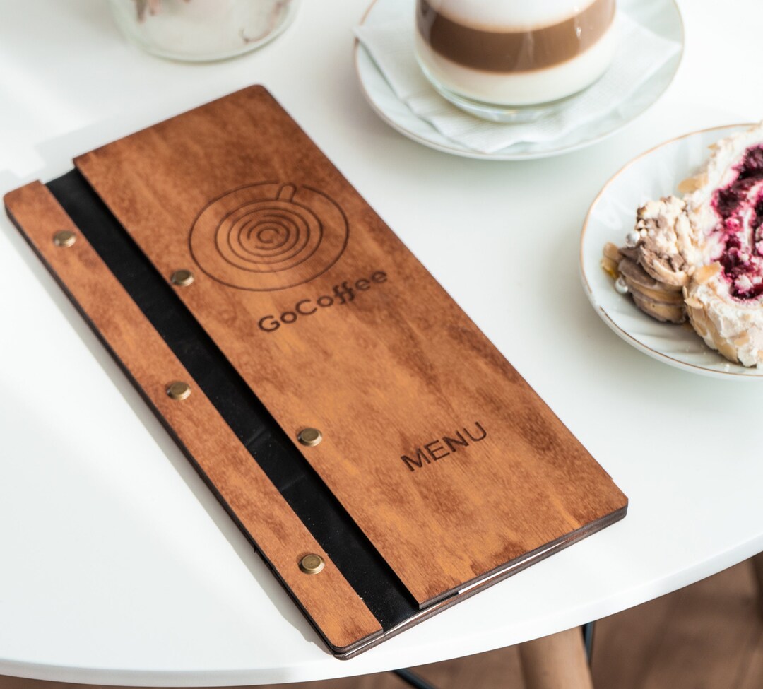 Coffee Bar Menu Folder, Coffee Menu Cover, Wooden Menu Folder ...