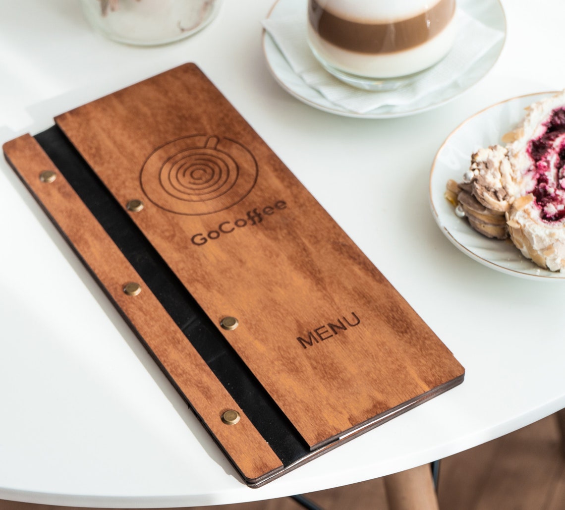 Coffee Bar Menu Folder, Coffee Menu Cover, Wooden Menu Folder ...