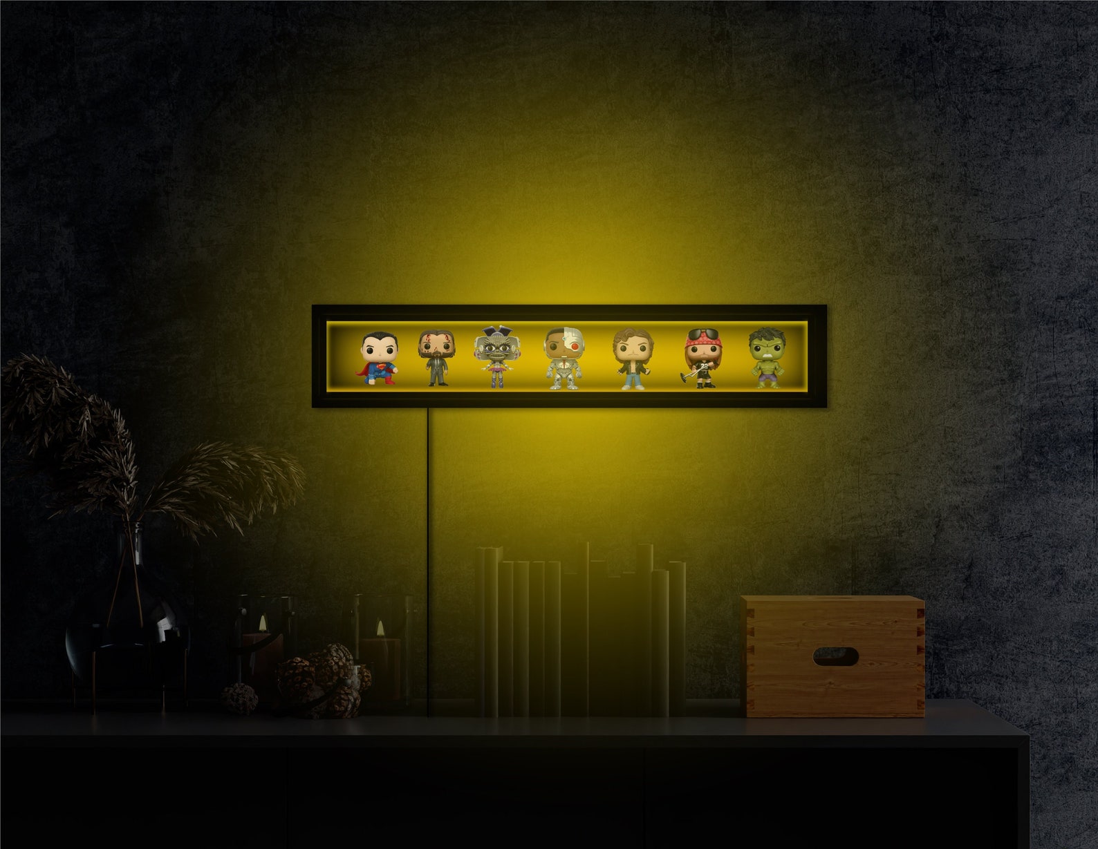 LED Display Shelf, Shelf With LED, Wood Shelf for Wall, Rustic Shelf ...
