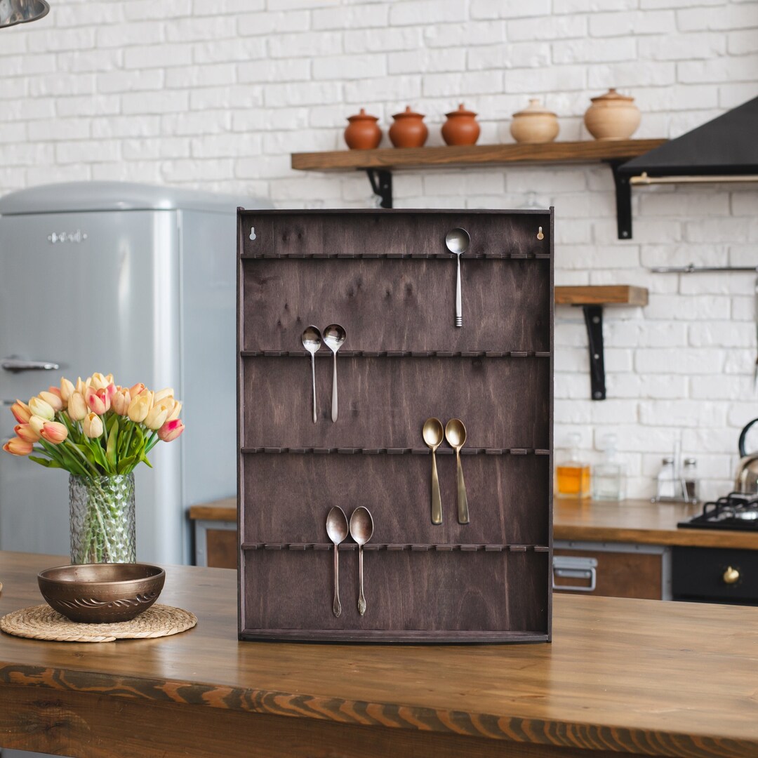 Wood Spoon Rack, Spoon Collection Display, Souvenir Spoon Rack, Spoon ...