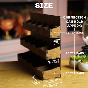 Wooden Tea Bag Organizer, Tea Organizer Shelf, Wood Tea Holder, Tea Bag ...