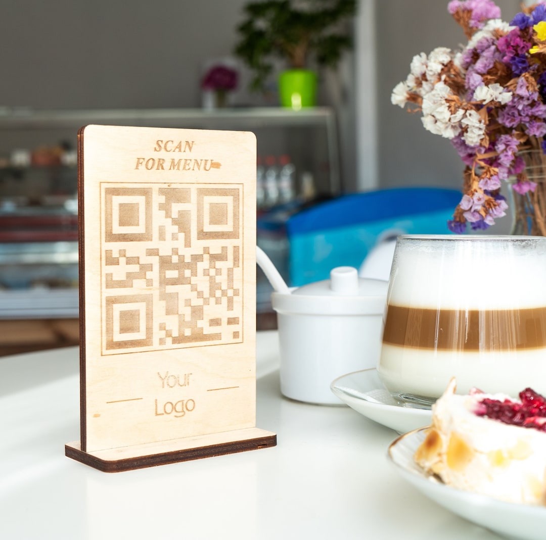 QR Code Sign Stand, Restaurant Qr Code Stand, Menu Qr Code Wood ...