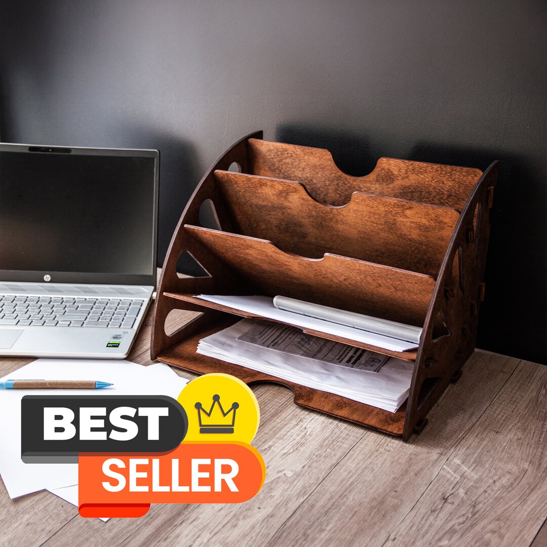 Office Desk Organizer, Wooden Desk Organizer, Document Holder Stand ...