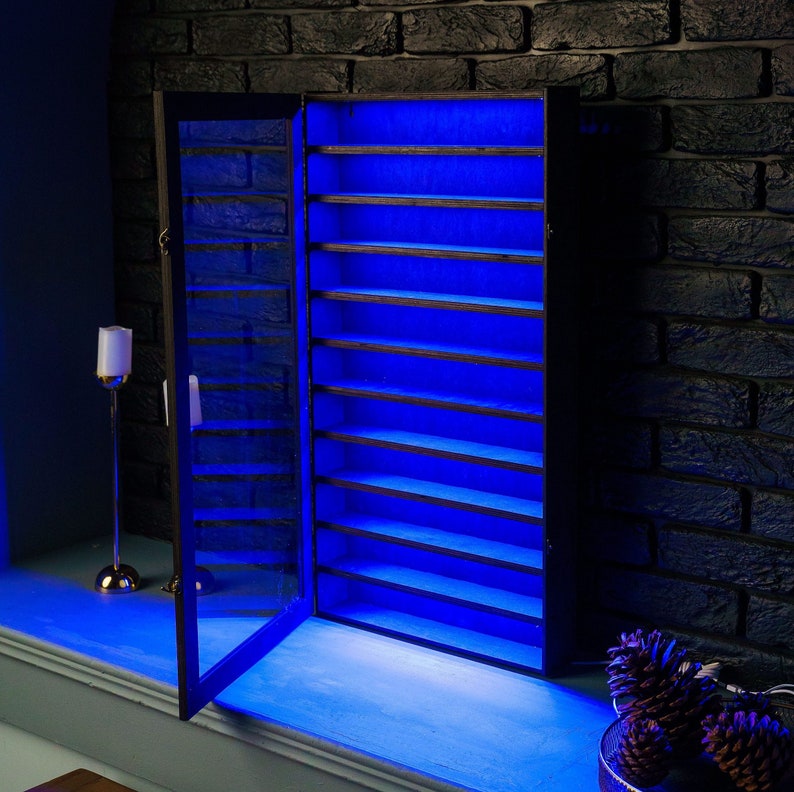 Shot Glass Display Lighted Shot Glass Display Case With Door - Etsy