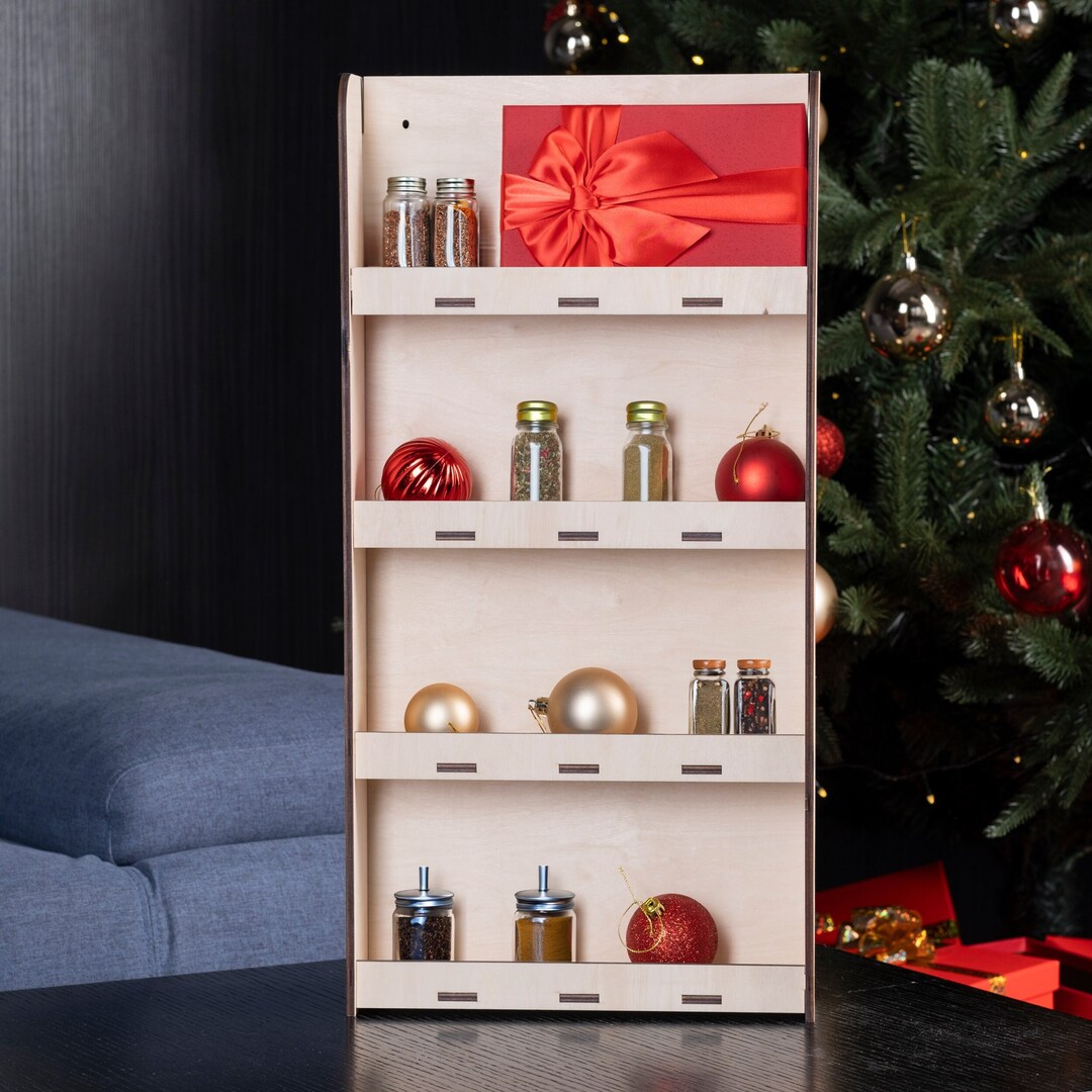 Kitchen Spice Cabinet, Wooden Spice Cabinet, Wood Spice Rack Large ...