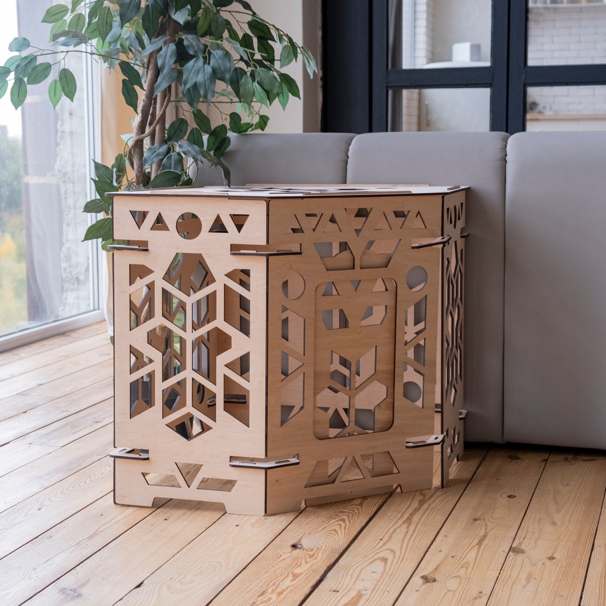 Corner Dog Crate Furniture, Dog House Indoor Large, Corner Dog Kennel ...