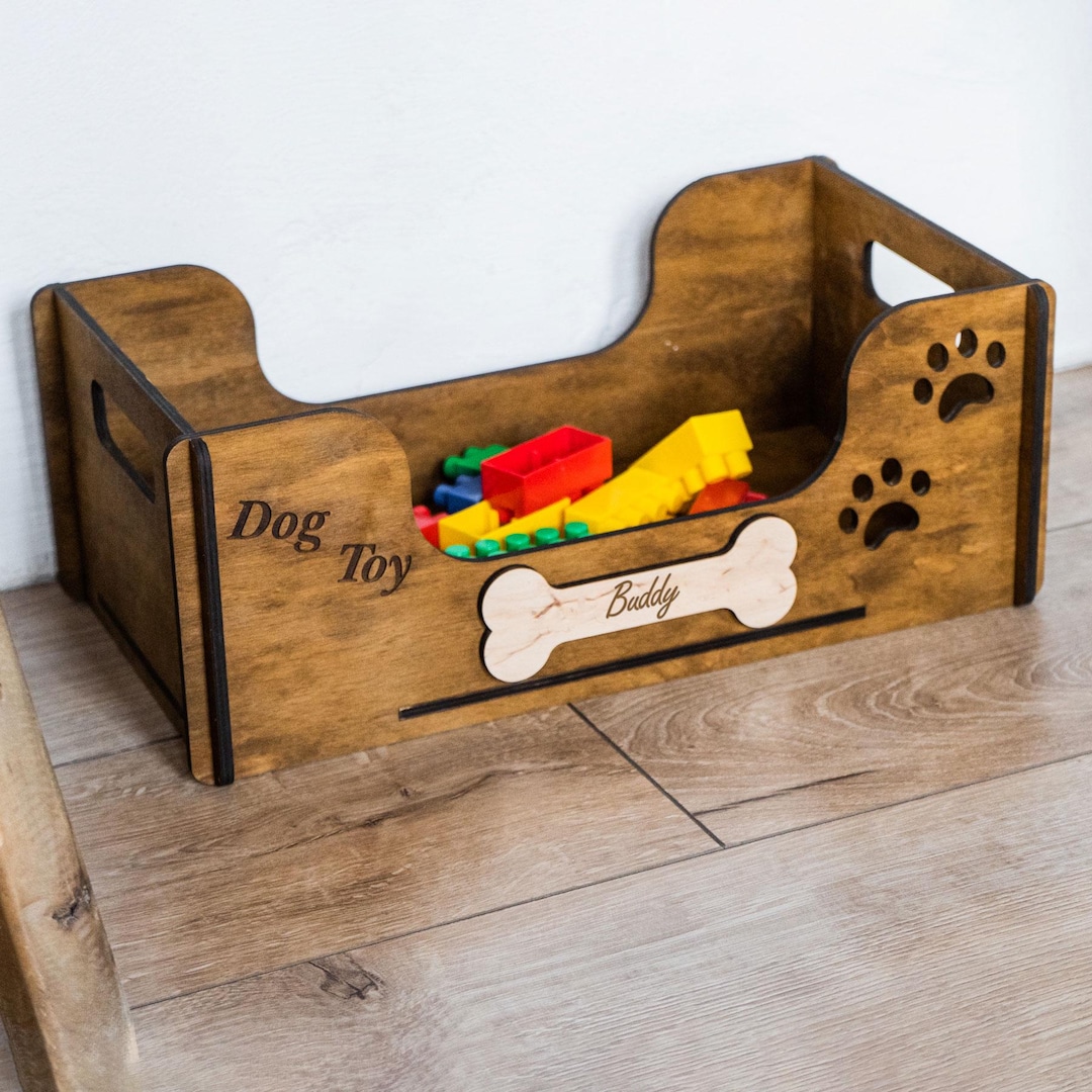 Personalized Dog Toy Storage, Dog Toy Box Wood, Pet Toy Storage, Dog ...